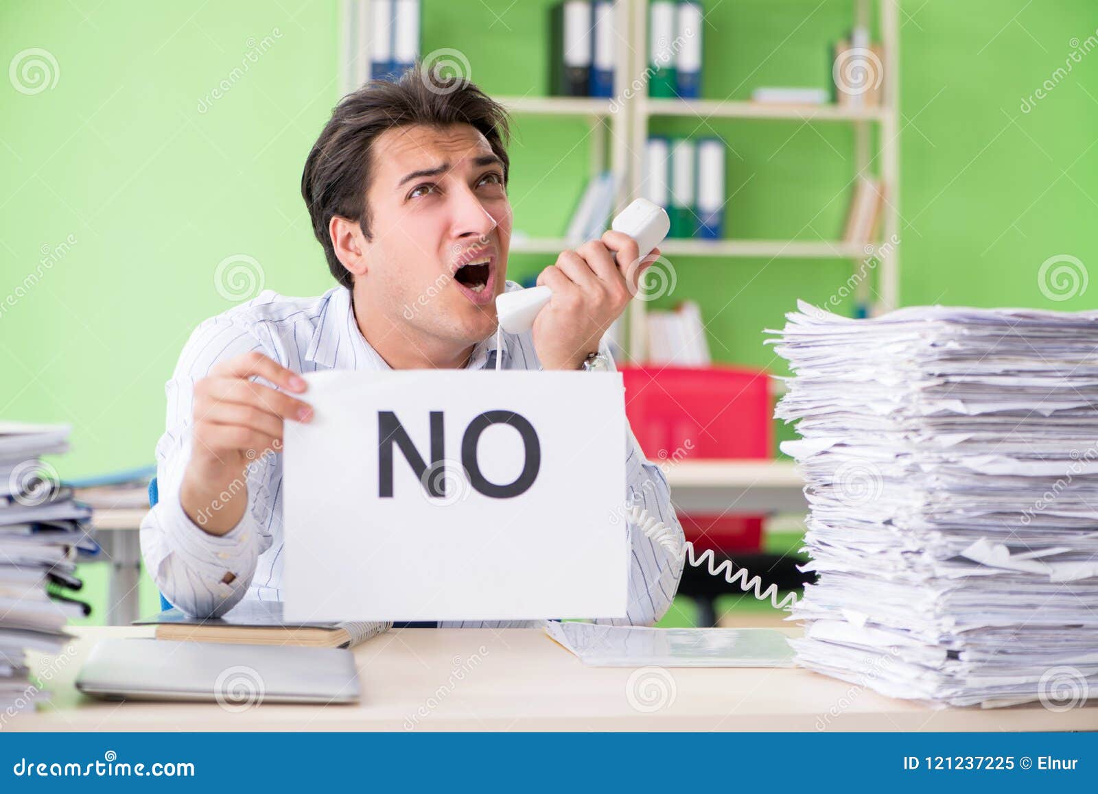 The Businessman Having Problems with Paperwork and Workload Stock Image ...