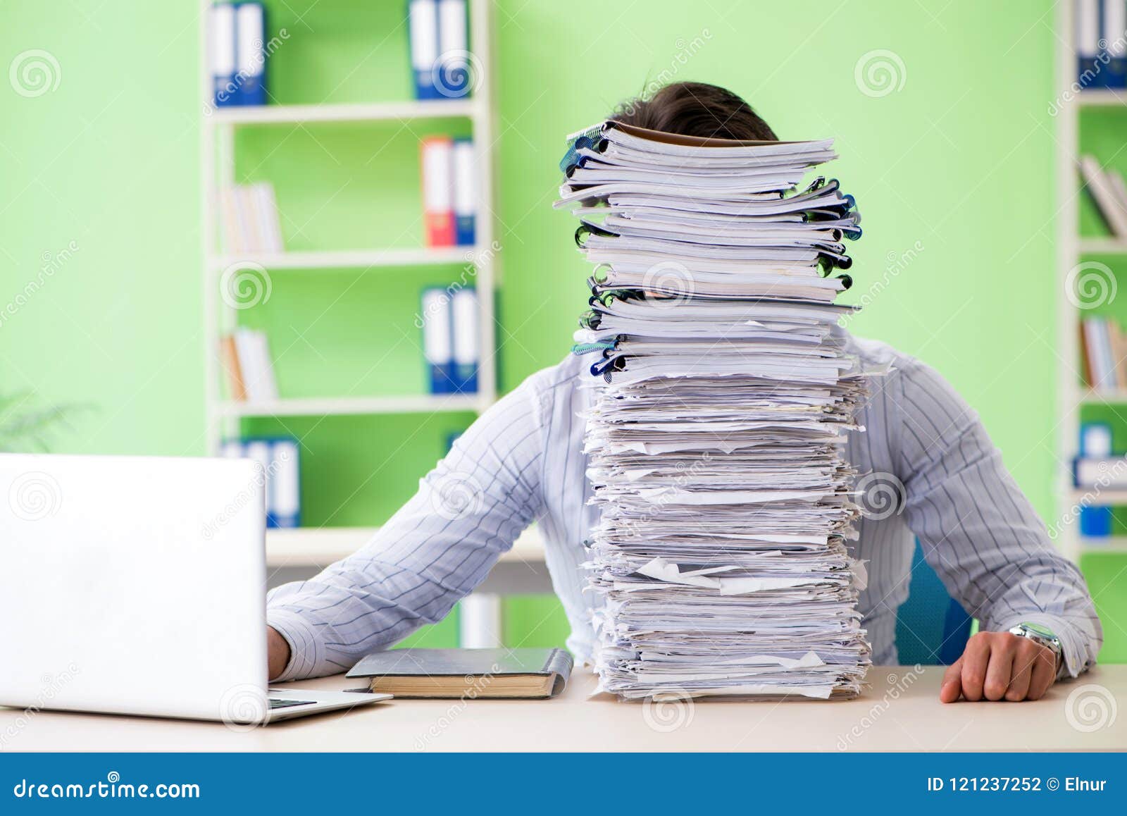 The Businessman Having Problems with Paperwork and Workload Stock Photo ...
