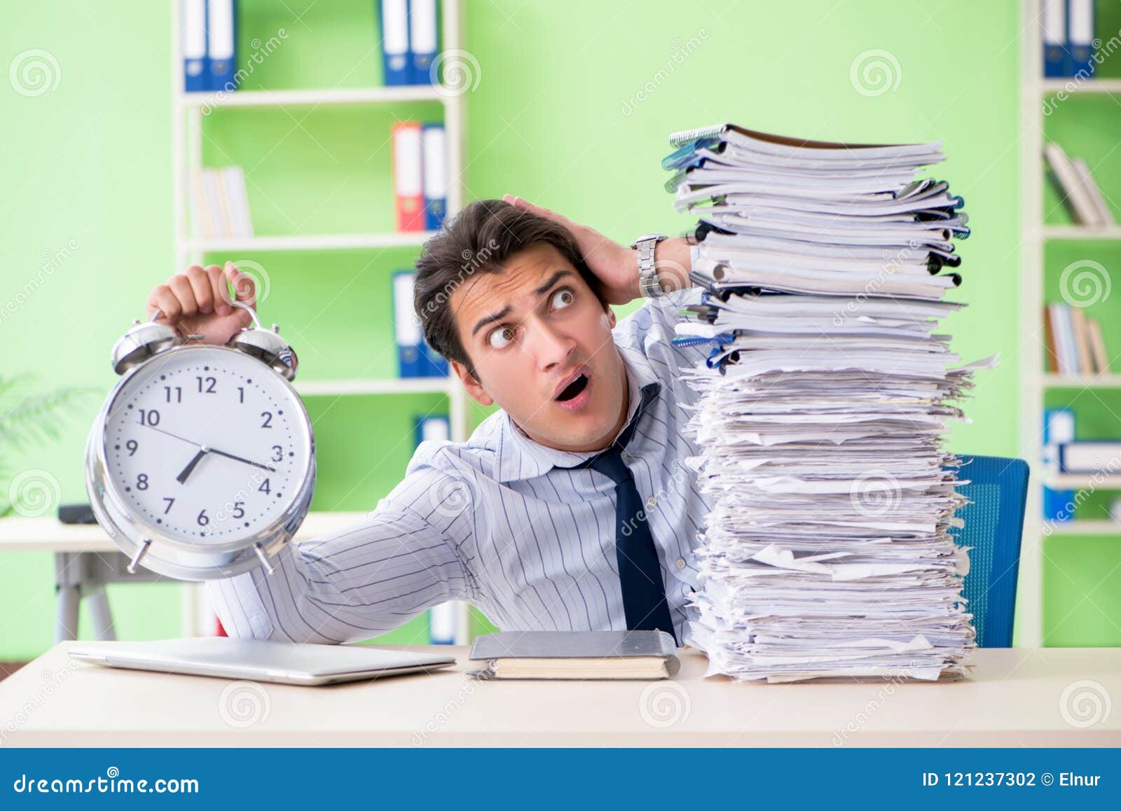 The Businessman Having Problems with Paperwork and Workload Stock Photo ...
