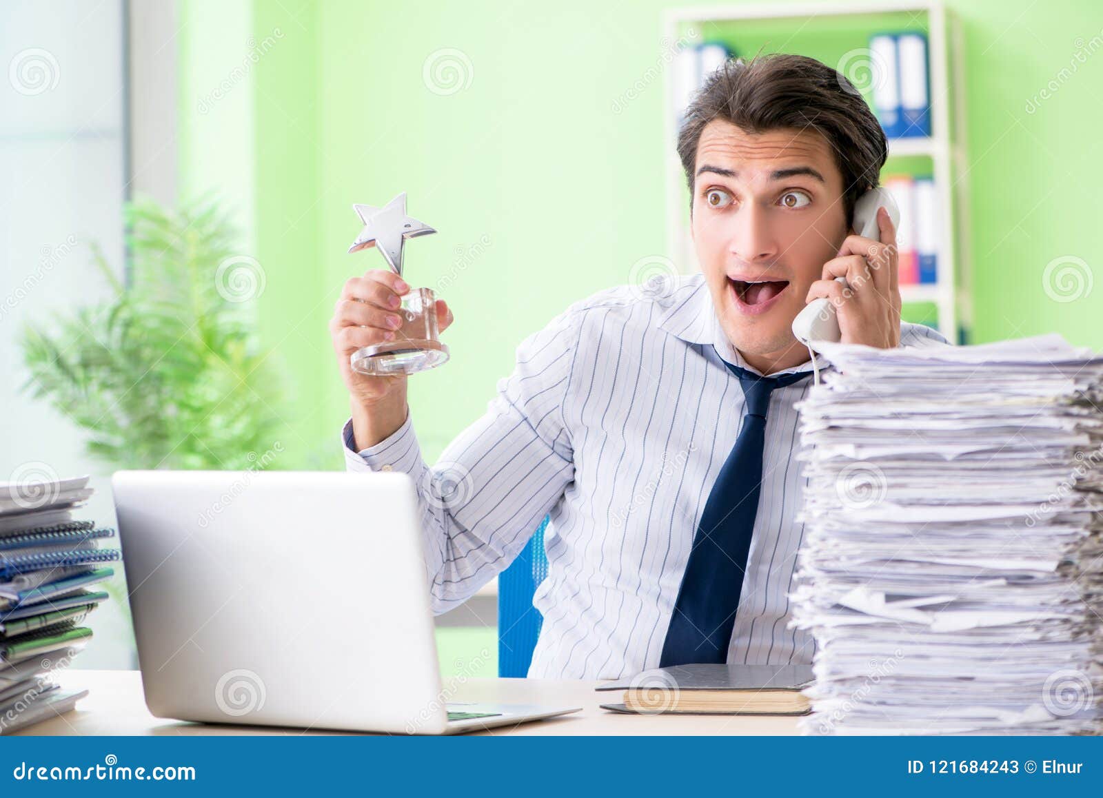 The Businessman Having Problems with Paperwork and Workload Stock Image ...