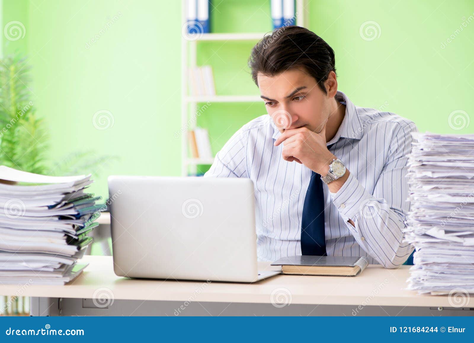 The Businessman Having Problems with Paperwork and Workload Stock Photo ...