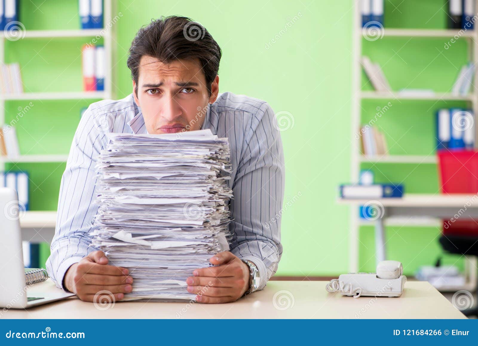 The Businessman Having Problems with Paperwork and Workload Stock Photo ...