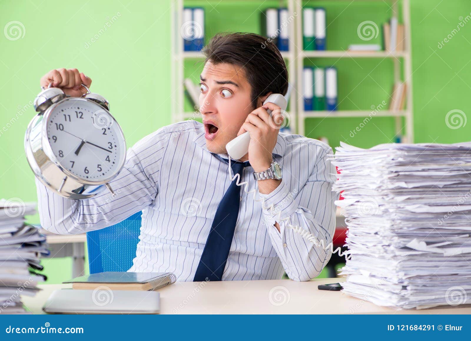 The Businessman Having Problems with Paperwork and Workload Stock Image ...