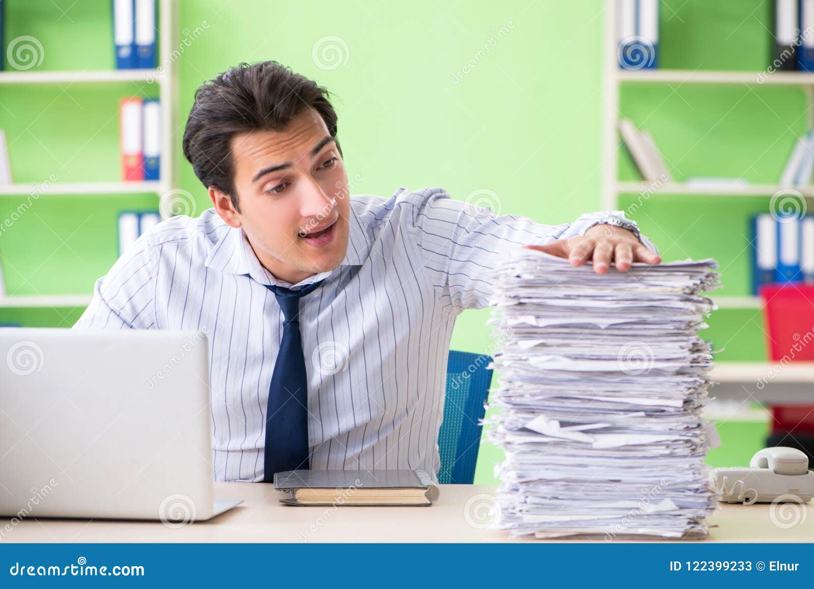 The Businessman Having Problems with Paperwork and Workload Stock Image ...