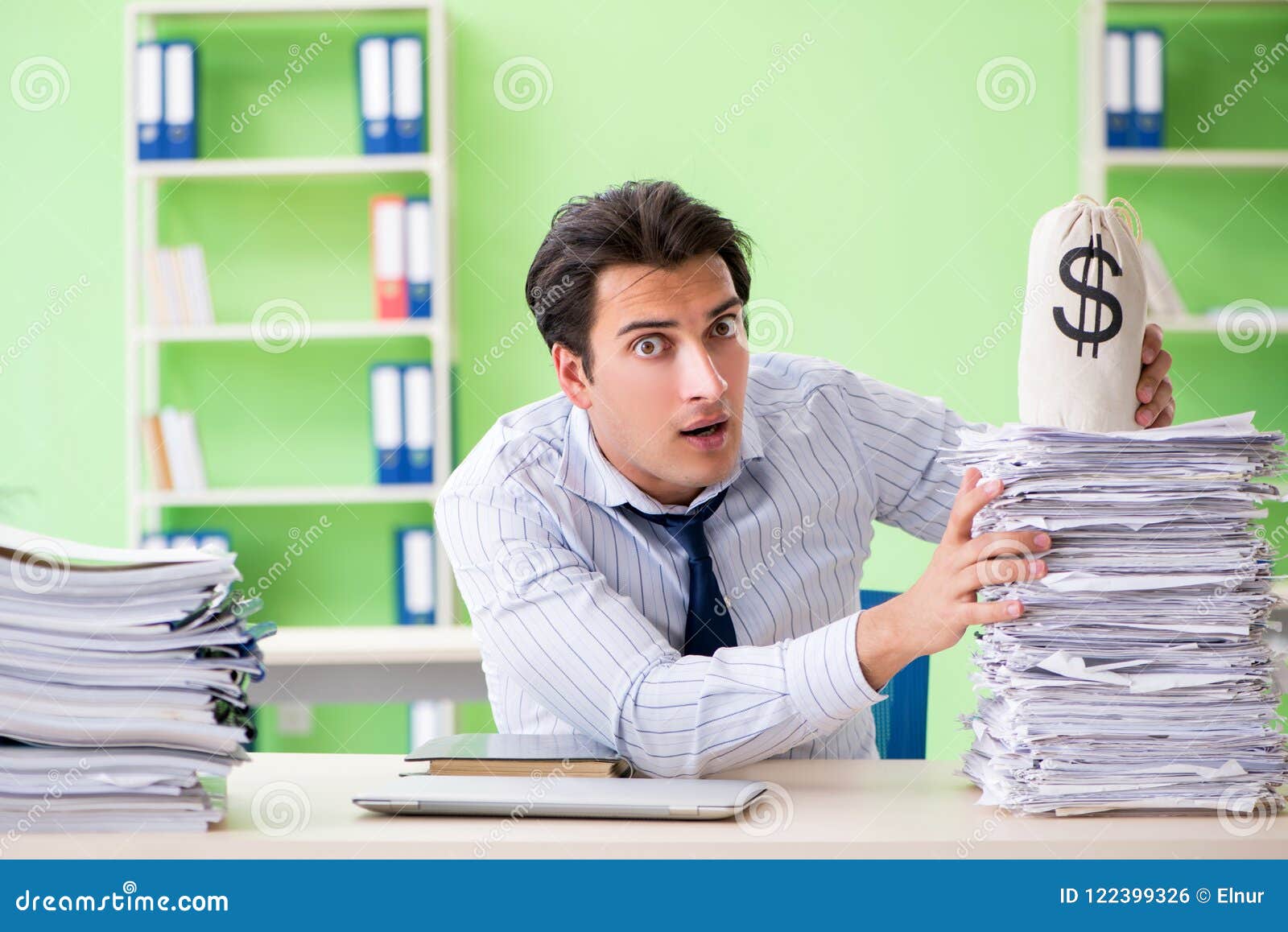 The Businessman Having Problems with Paperwork and Workload Stock Photo ...