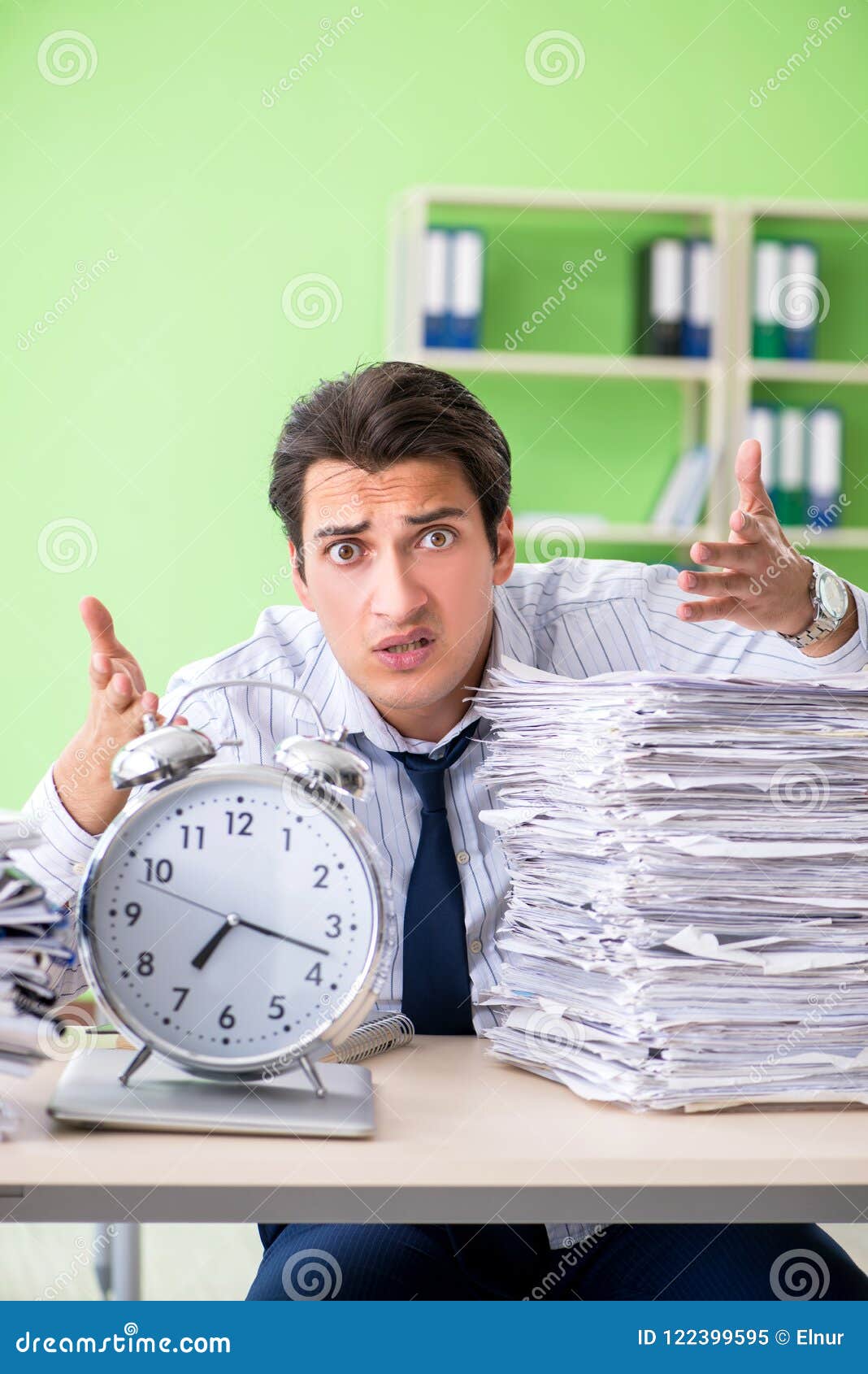 The Businessman Having Problems with Paperwork and Workload Stock Image ...