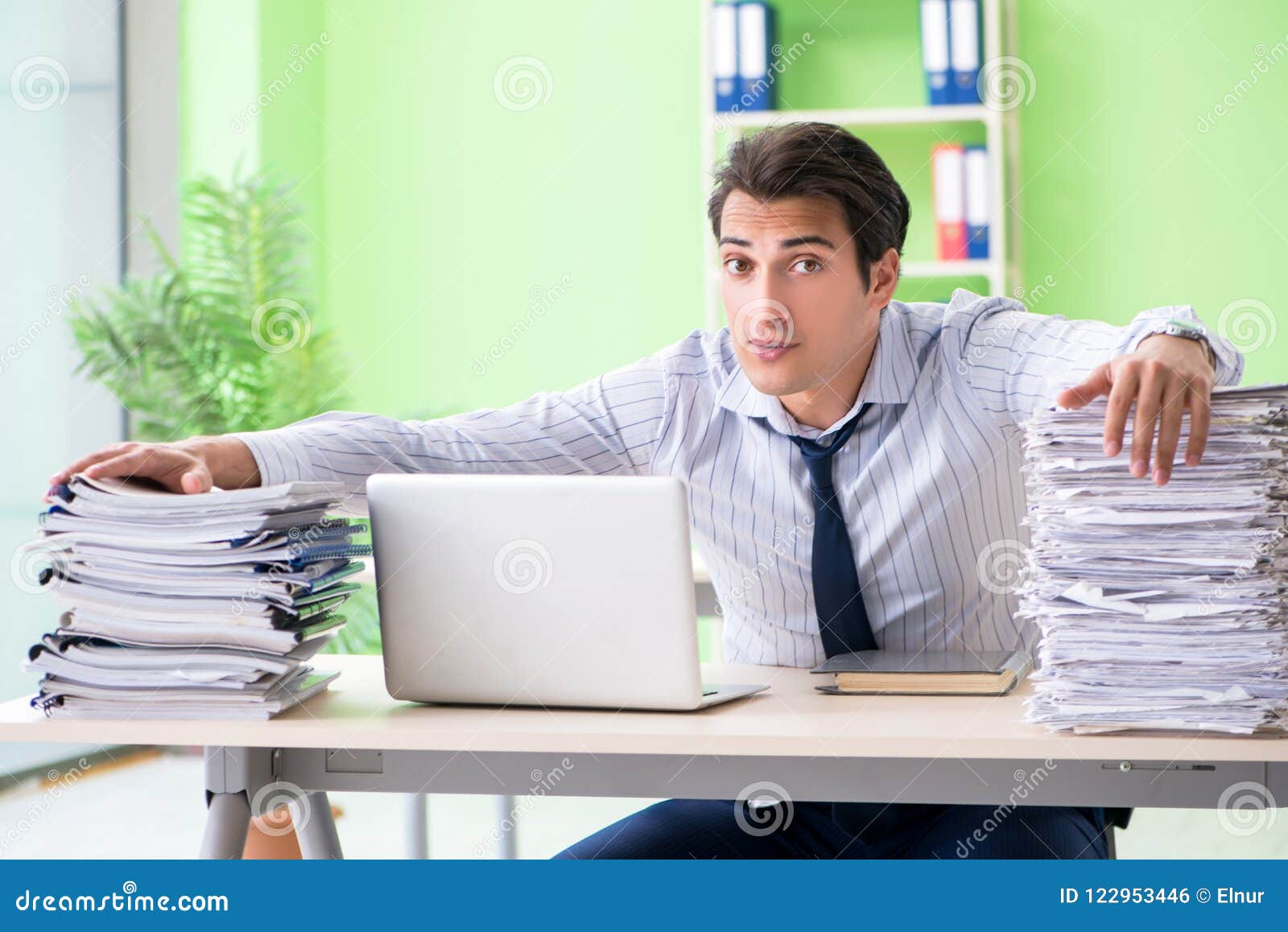 The Businessman Having Problems with Paperwork and Workload Stock Photo ...