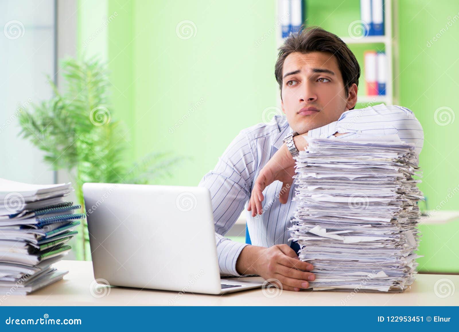 The Businessman Having Problems with Paperwork and Workload Stock Image ...