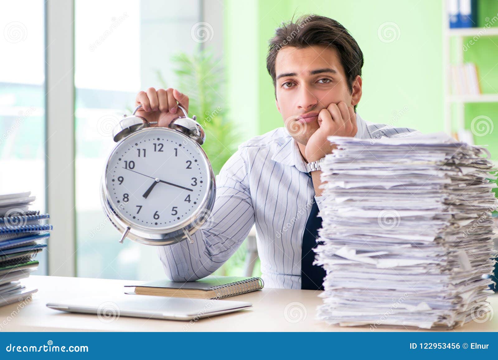 The Businessman Having Problems with Paperwork and Workload Stock Photo ...