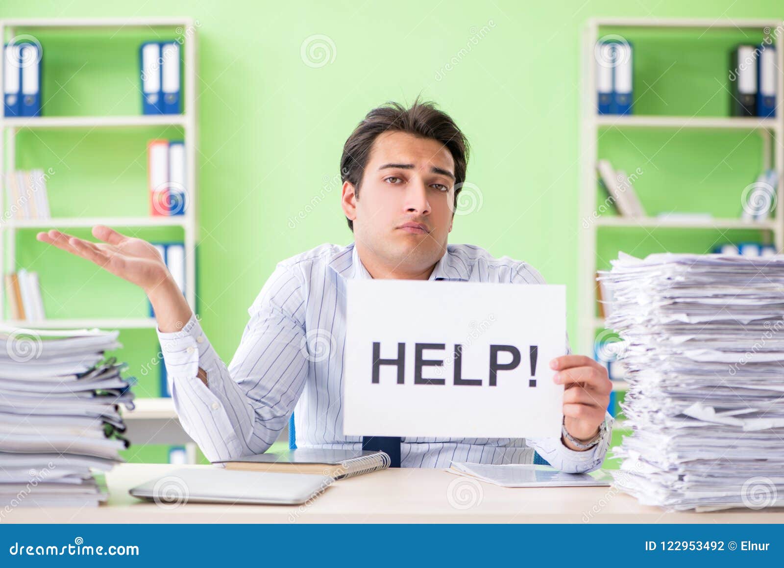 The Businessman Having Problems with Paperwork and Workload Stock Photo ...