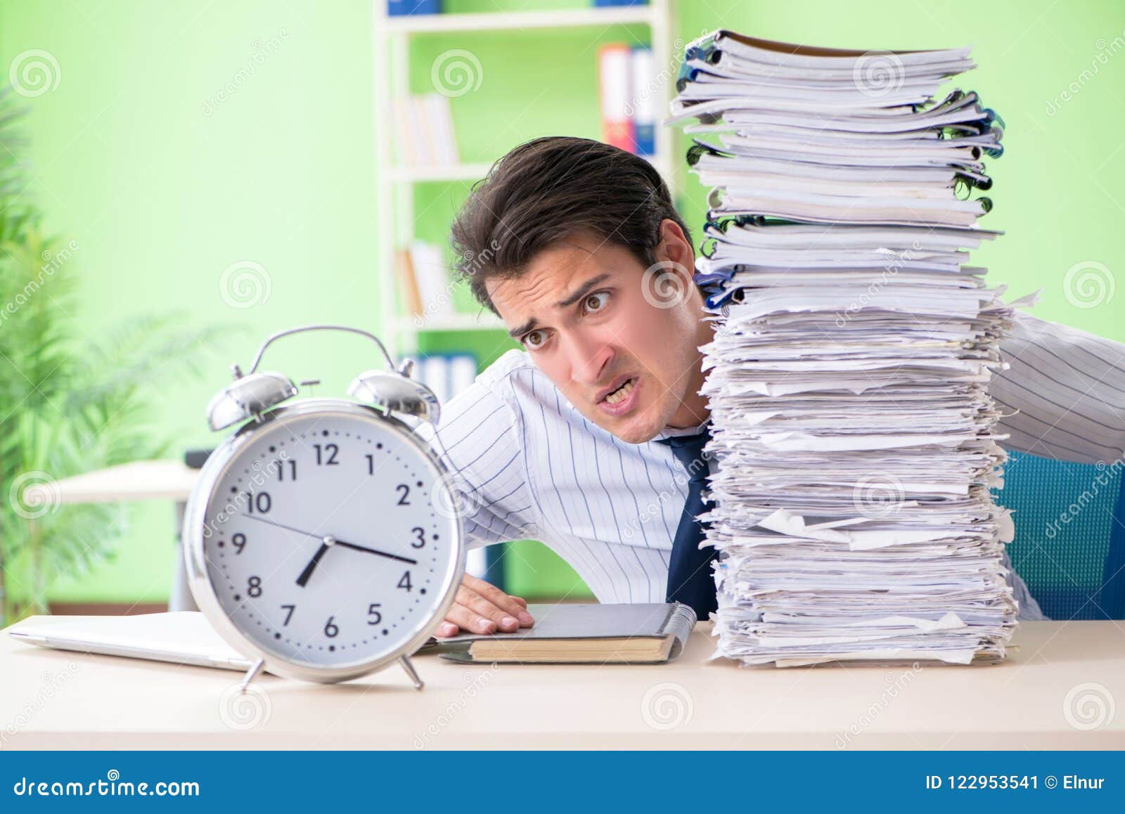 The Businessman Having Problems with Paperwork and Workload Stock Image ...