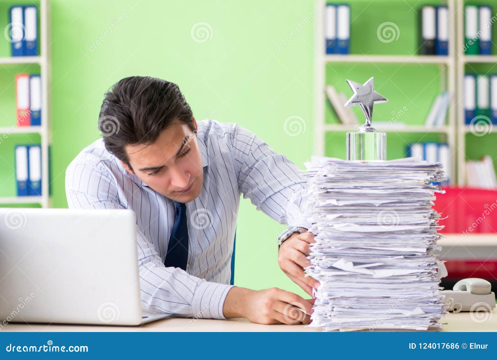 The Businessman Having Problems with Paperwork and Workload Stock Photo ...