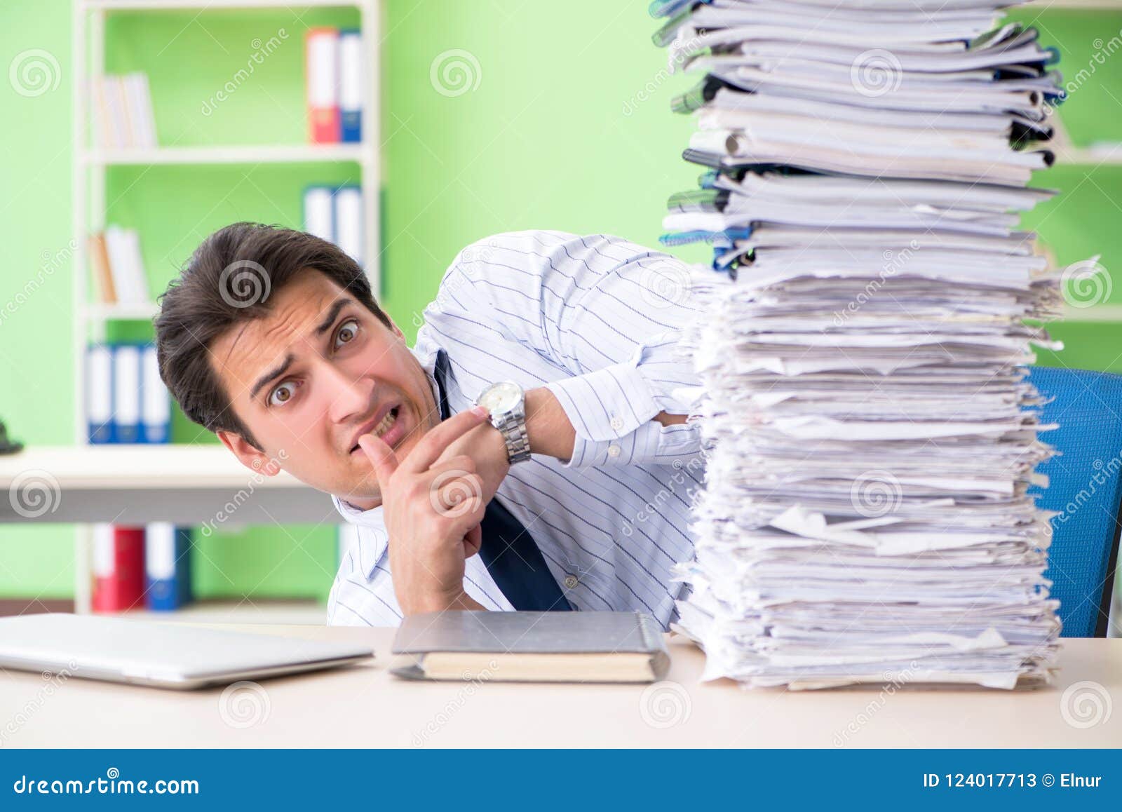 The Businessman Having Problems with Paperwork and Workload Stock Image ...