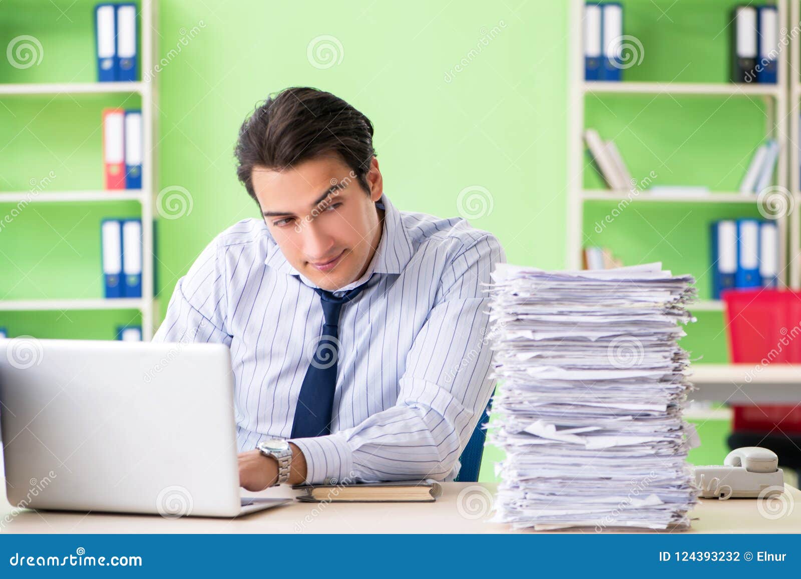 The Businessman Having Problems with Paperwork and Workload Stock Photo ...