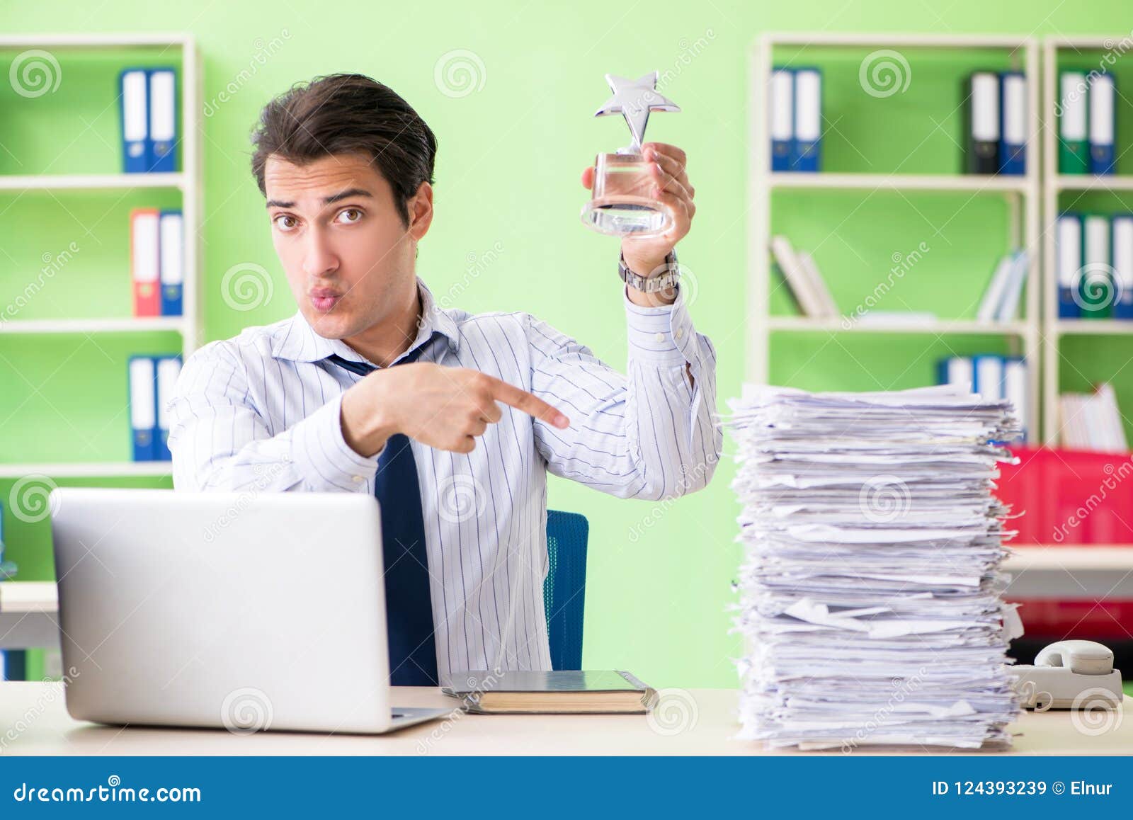 The Businessman Having Problems with Paperwork and Workload Stock Image ...