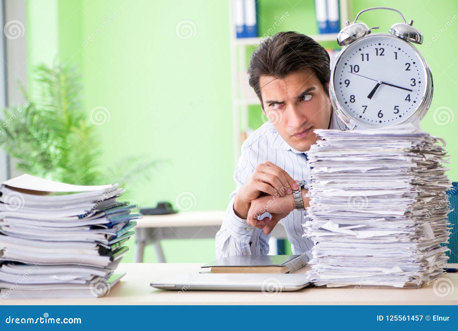 The Businessman Having Problems with Paperwork and Workload Stock Image ...