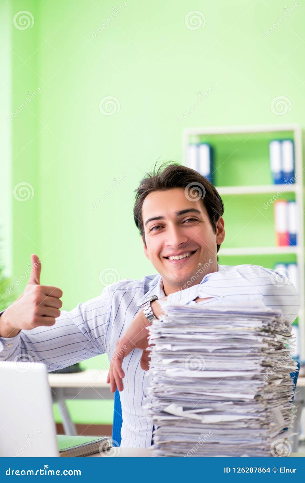The Businessman Having Problems with Paperwork and Workload Stock Photo ...