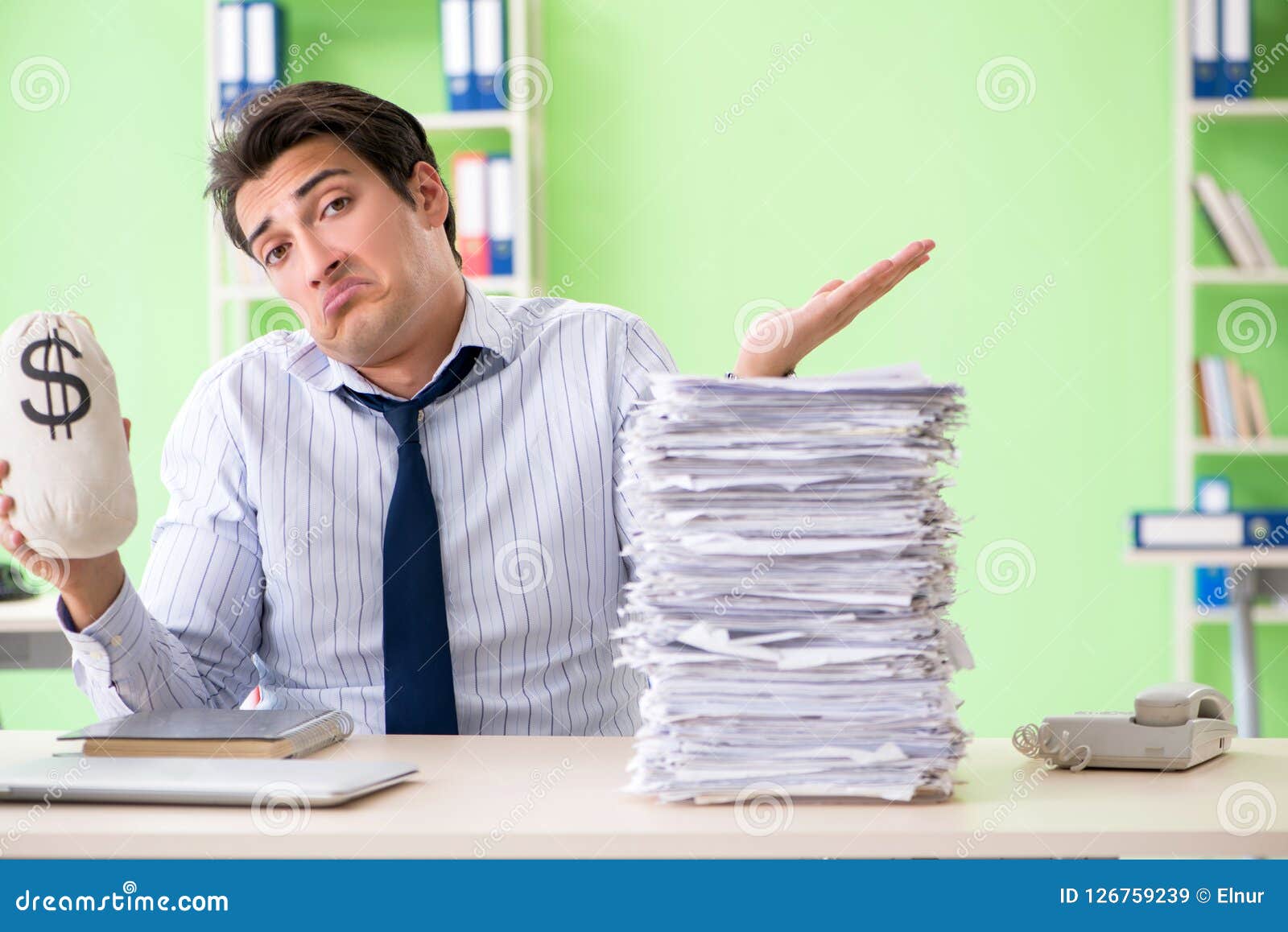 The Businessman Having Problems with Paperwork and Workload Stock Image ...