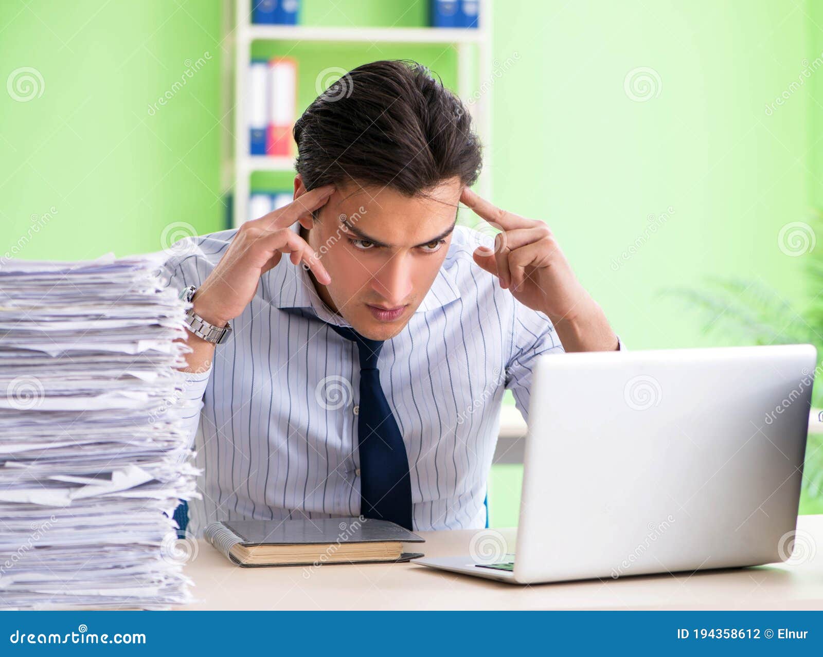 Businessman Having Problems with Paperwork and Workload Stock Photo ...