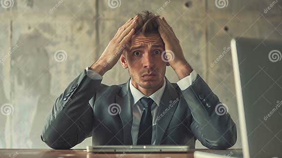 Troubled Businessman Struggling with Work-related Problems, Showcasing ...