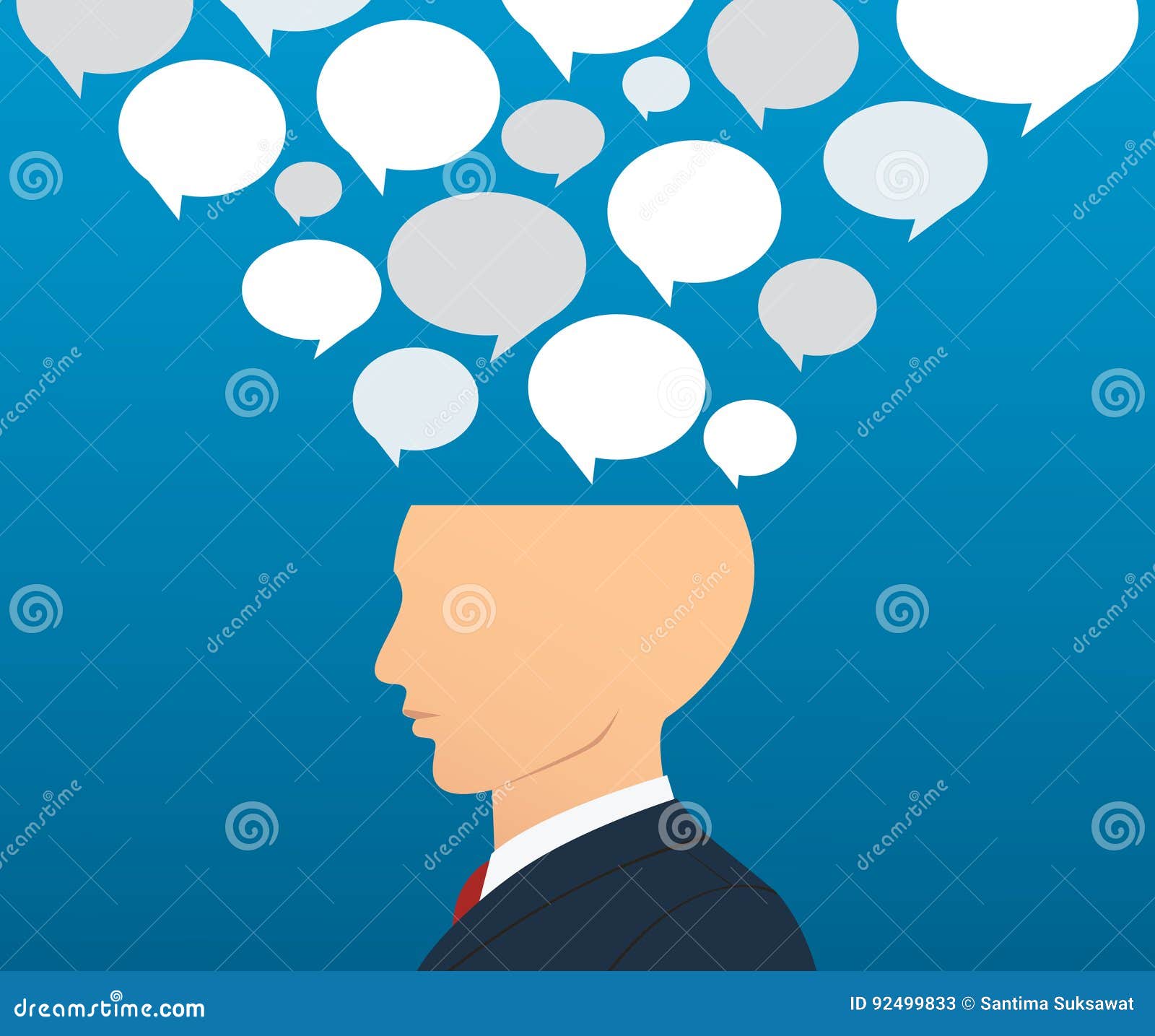 Businessman Head with Chat Box Vector Stock Vector - Illustration of ...
