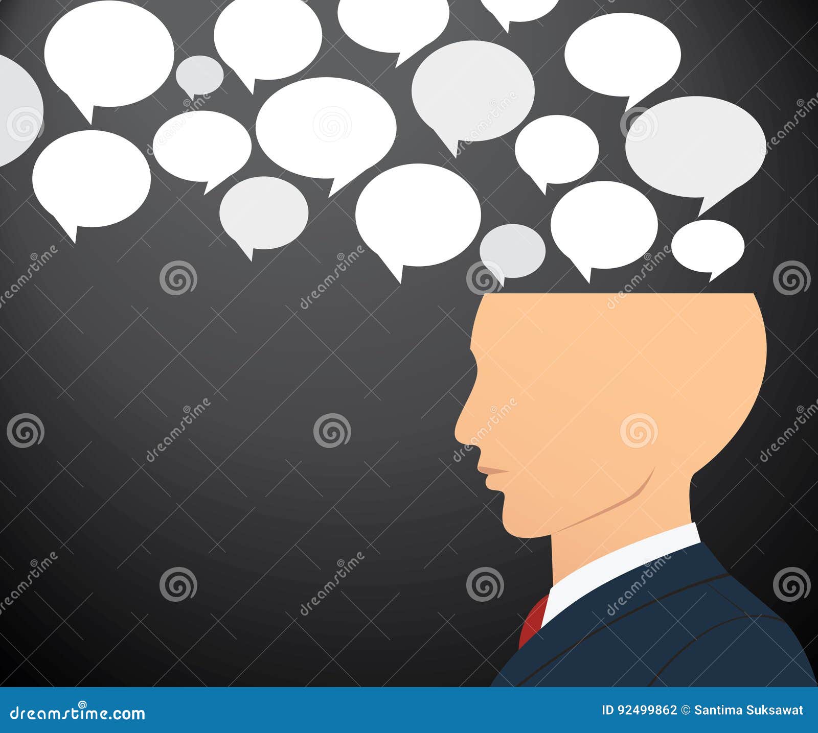 Businessman Head with Chat Box Vector Stock Vector - Illustration of ...