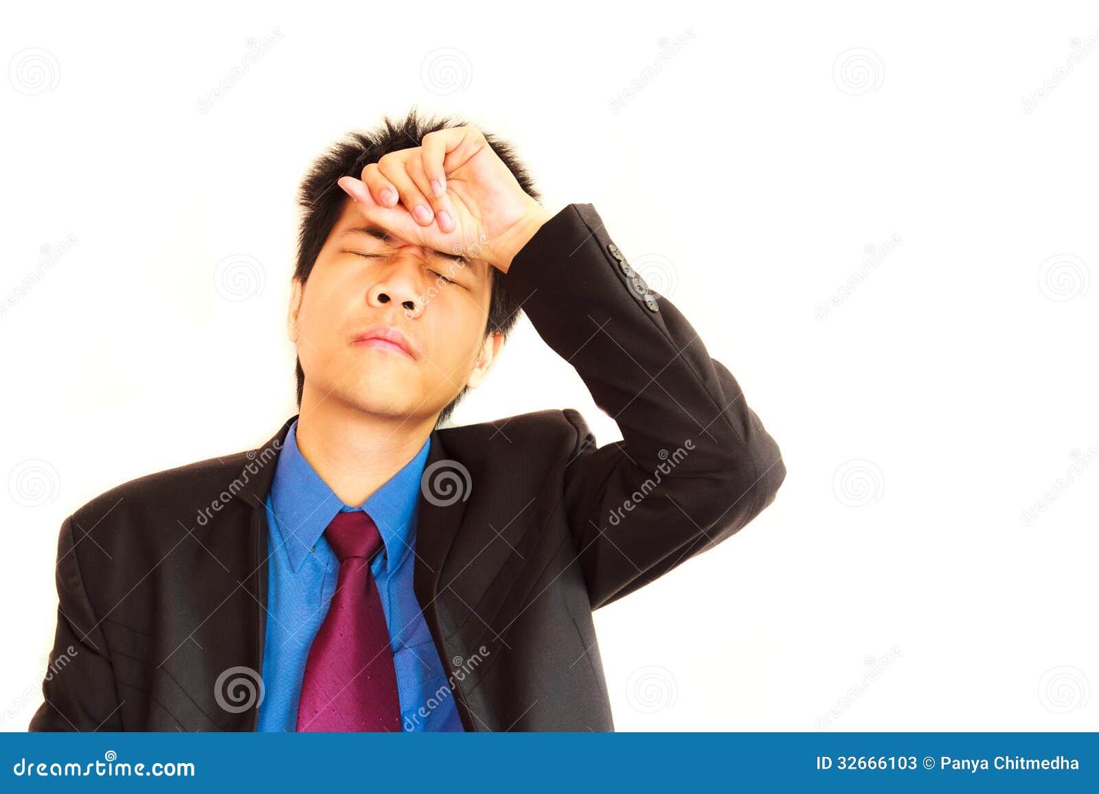 Businessman with headache stock image. Image of expression - 32666103