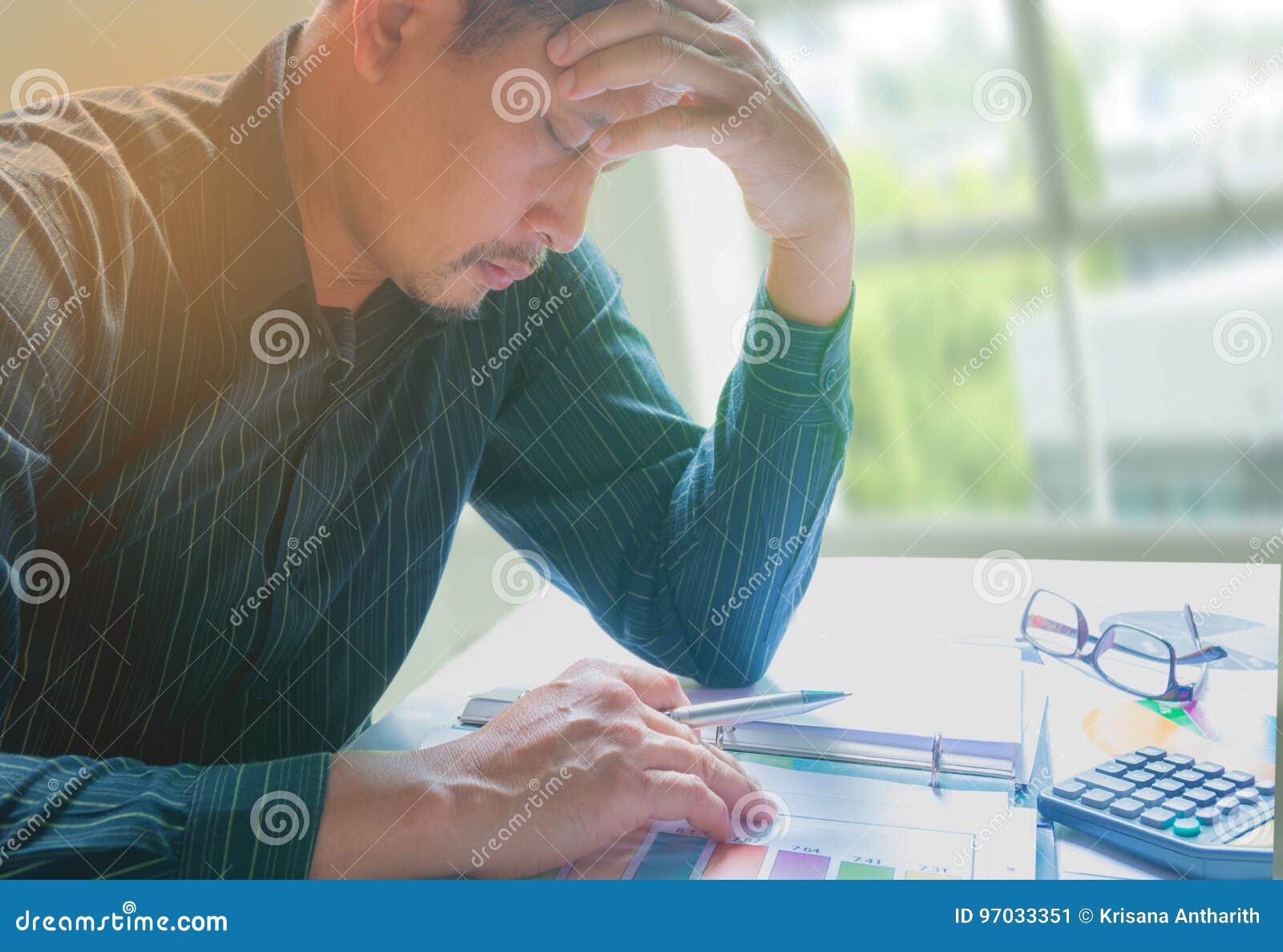 Businessman Headache with Problems and Stress in the Office. Stock ...