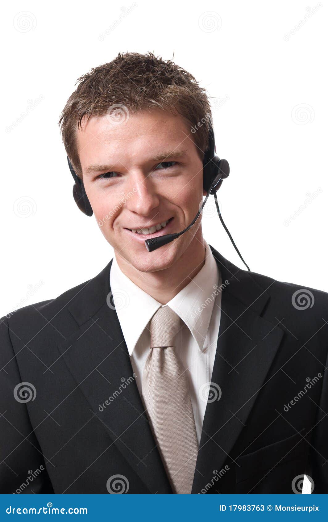 Businessman with headset stock image. Image of suit, assistance - 17983763