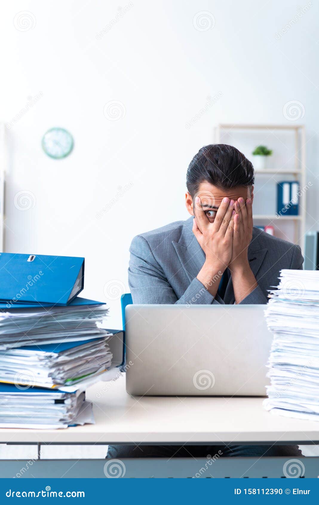 Businessman with Heavy Paperwork Workload Stock Photo - Image of ...