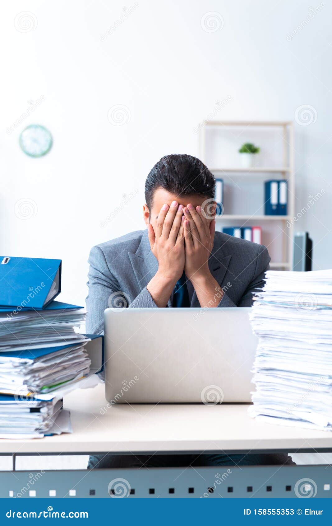 Businessman with Heavy Paperwork Workload Stock Image - Image of ...