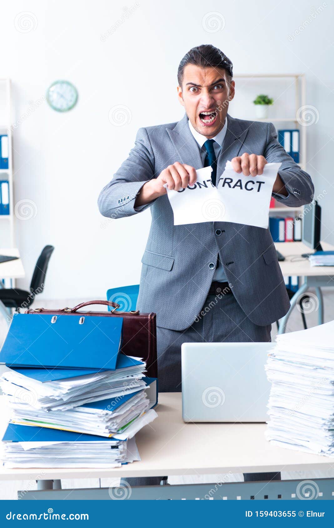 Businessman with Heavy Paperwork Workload Stock Image - Image of ...