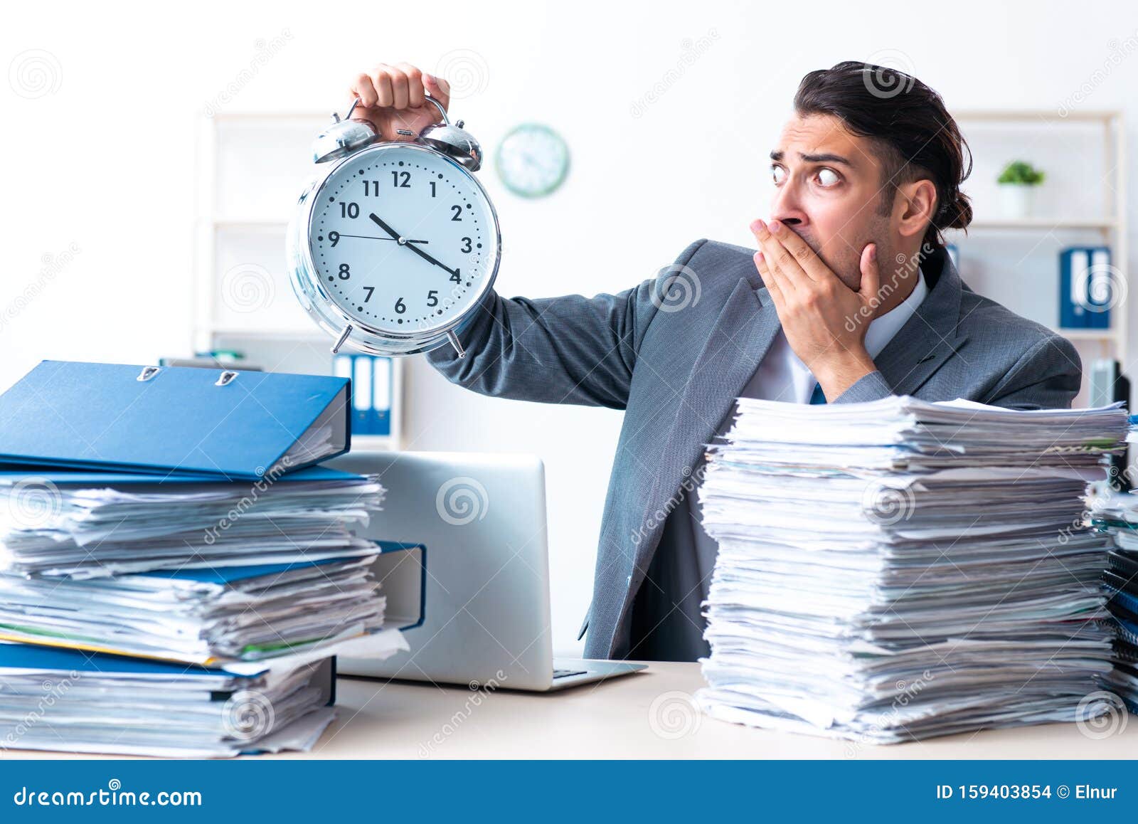 Businessman with Heavy Paperwork Workload Stock Photo - Image of ...