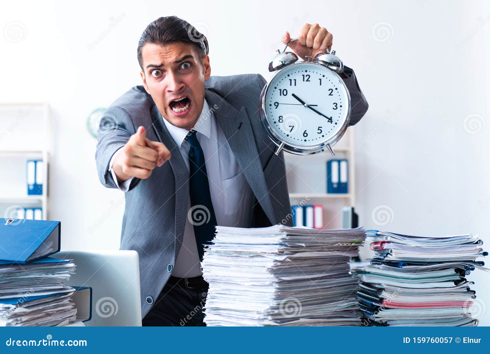 Businessman with Heavy Paperwork Workload Stock Image - Image of ...