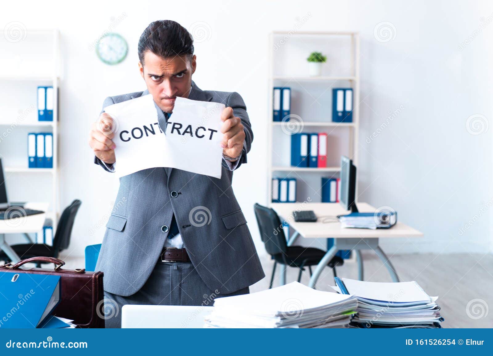 Businessman with Heavy Paperwork Workload Stock Photo - Image of boss ...