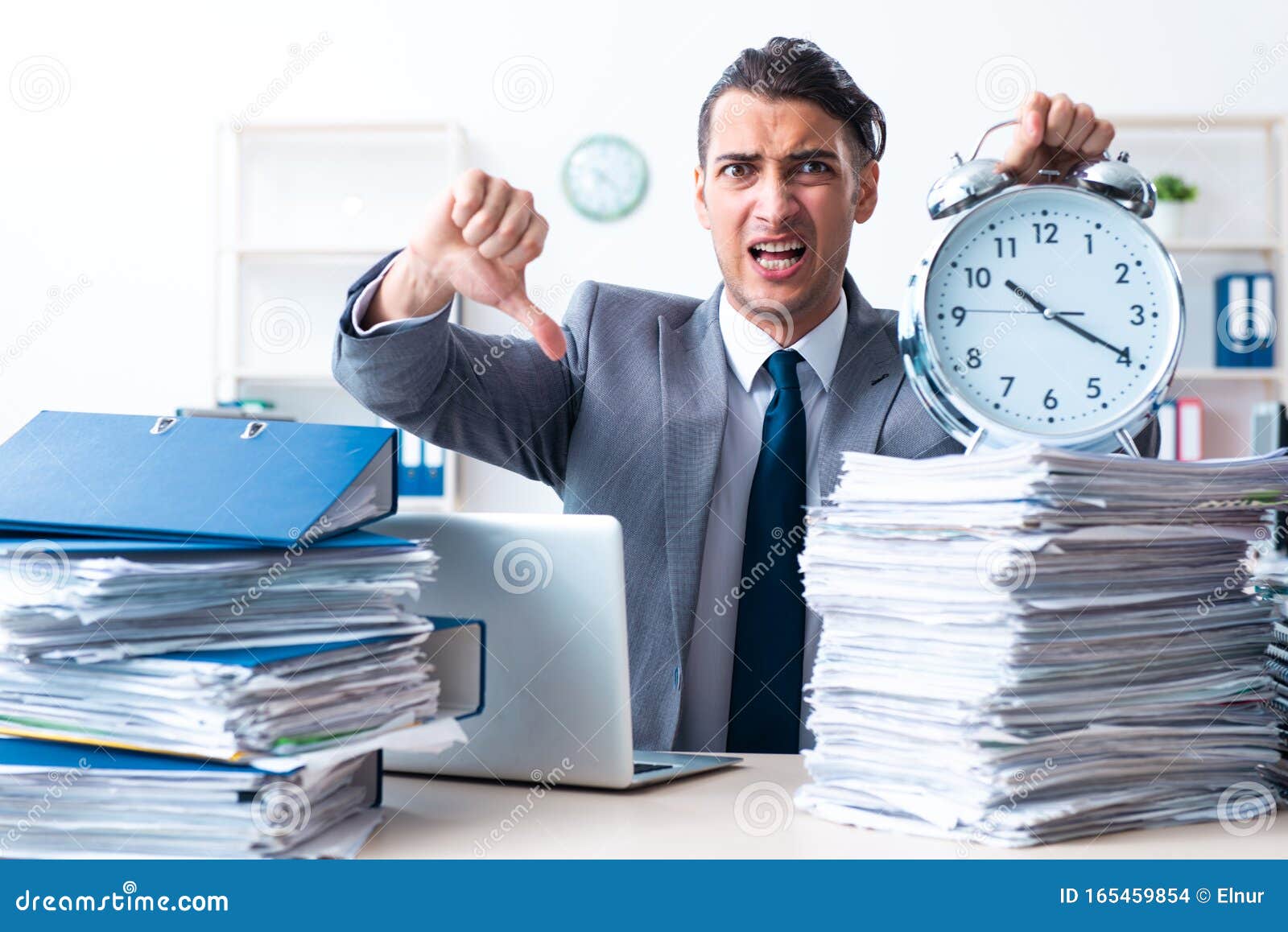 Businessman with Heavy Paperwork Workload Stock Photo - Image of ...