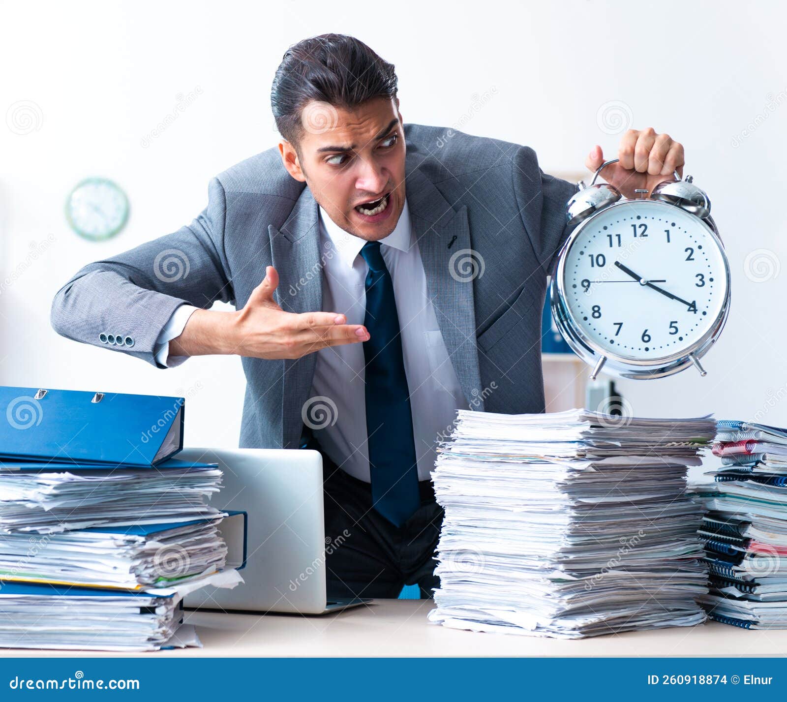 Businessman with Heavy Paperwork Workload Stock Photo - Image of ...