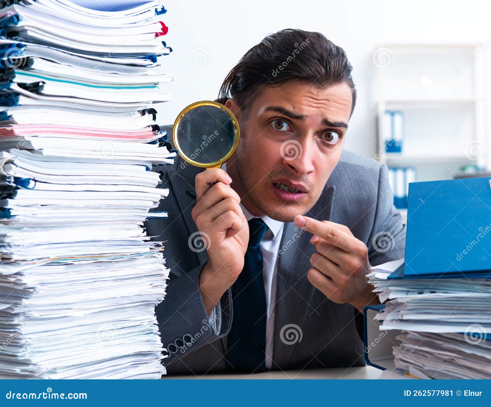Businessman with Heavy Paperwork Workload Stock Image - Image of ...