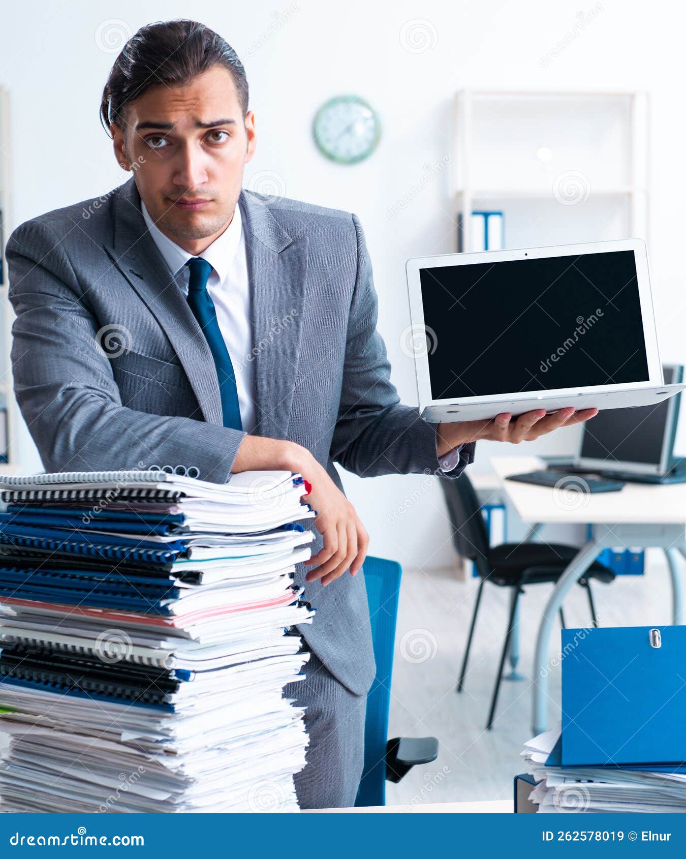 Businessman with Heavy Paperwork Workload Stock Image - Image of ...