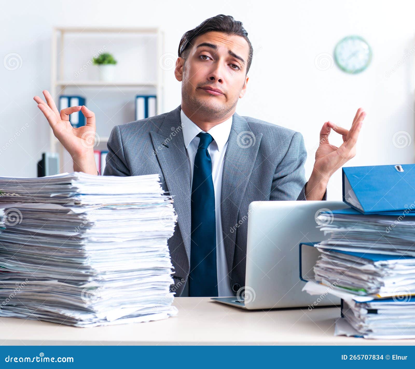 Businessman with Heavy Paperwork Workload Stock Photo - Image of ...