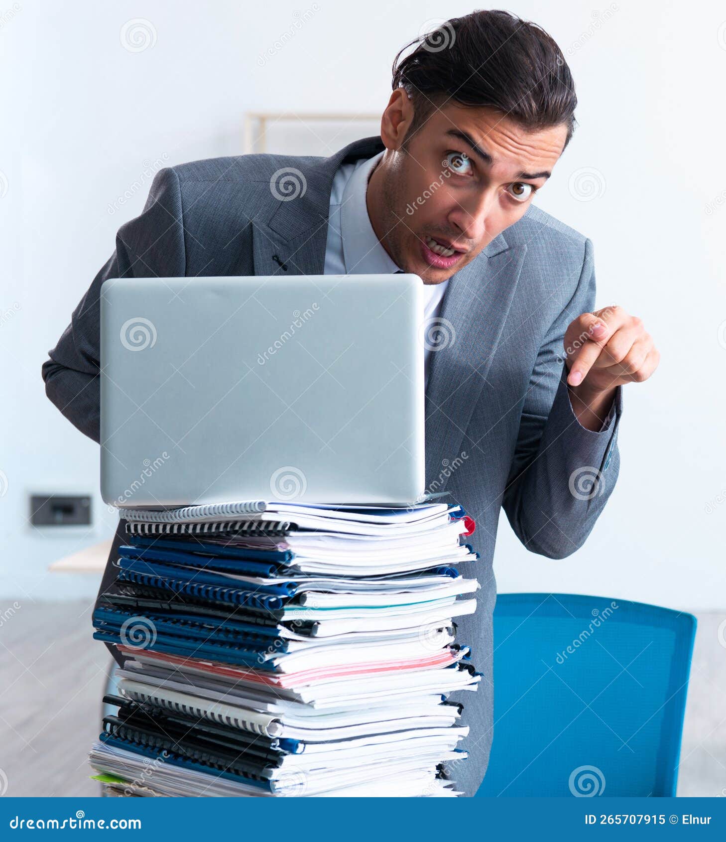 Businessman with Heavy Paperwork Workload Stock Image - Image of ...