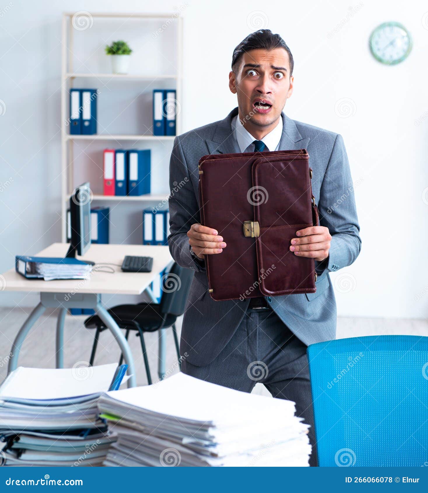 Businessman with Heavy Paperwork Workload Stock Photo - Image of ...