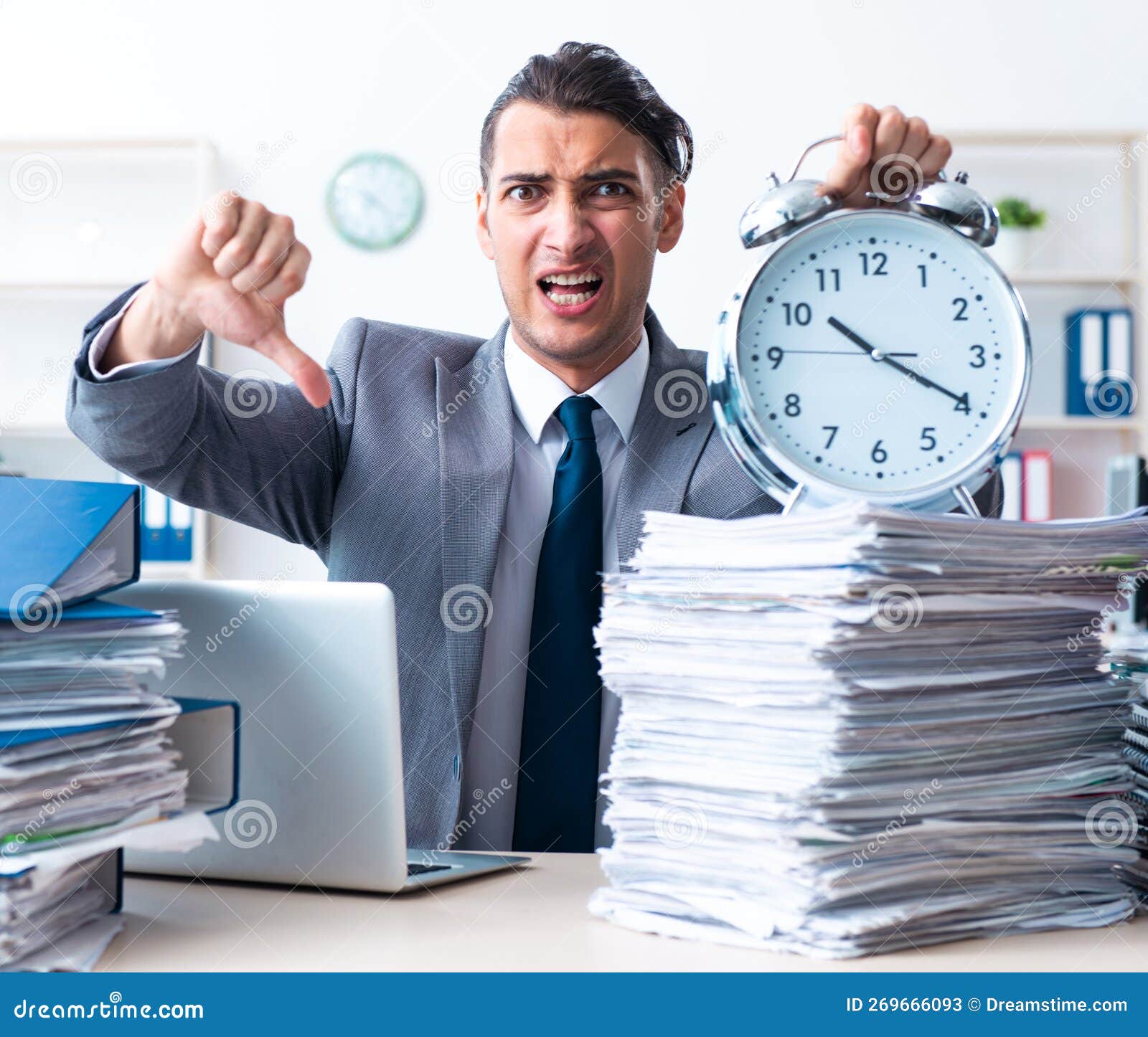 Businessman with Heavy Paperwork Workload Stock Image - Image of office ...