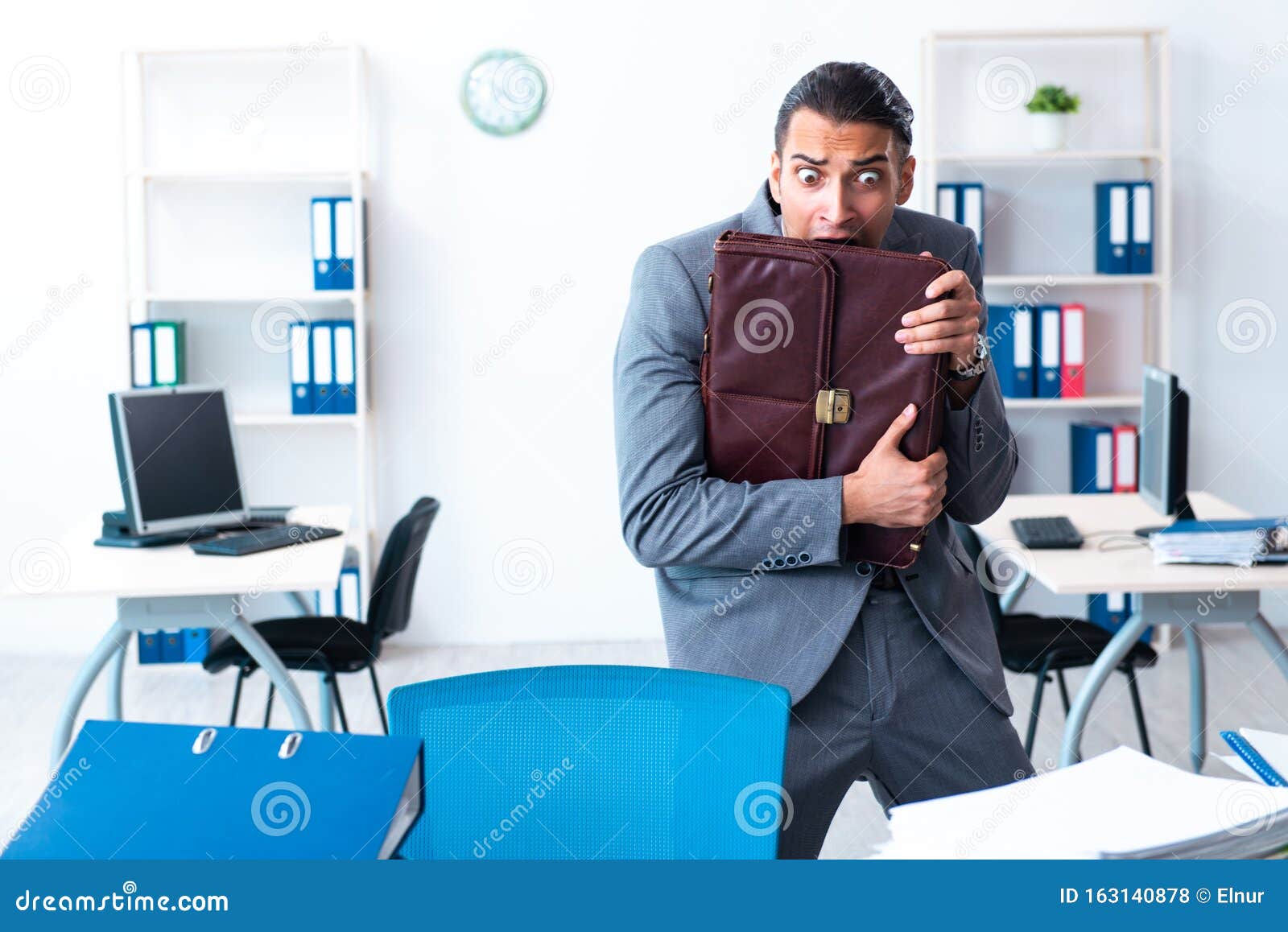 Businessman with Heavy Paperwork Workload Stock Photo - Image of ...