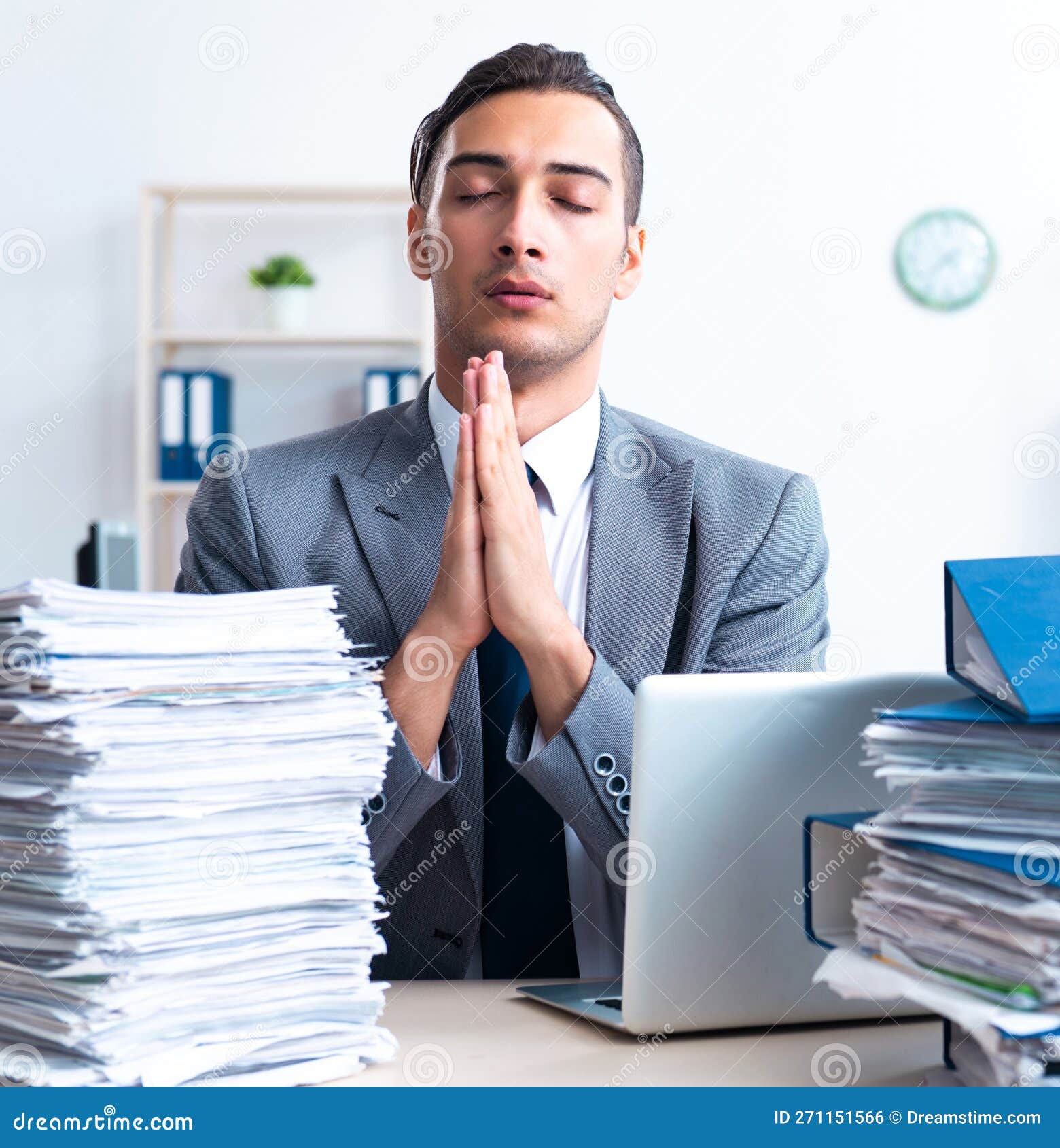 Businessman with Heavy Paperwork Workload Stock Photo - Image of ...