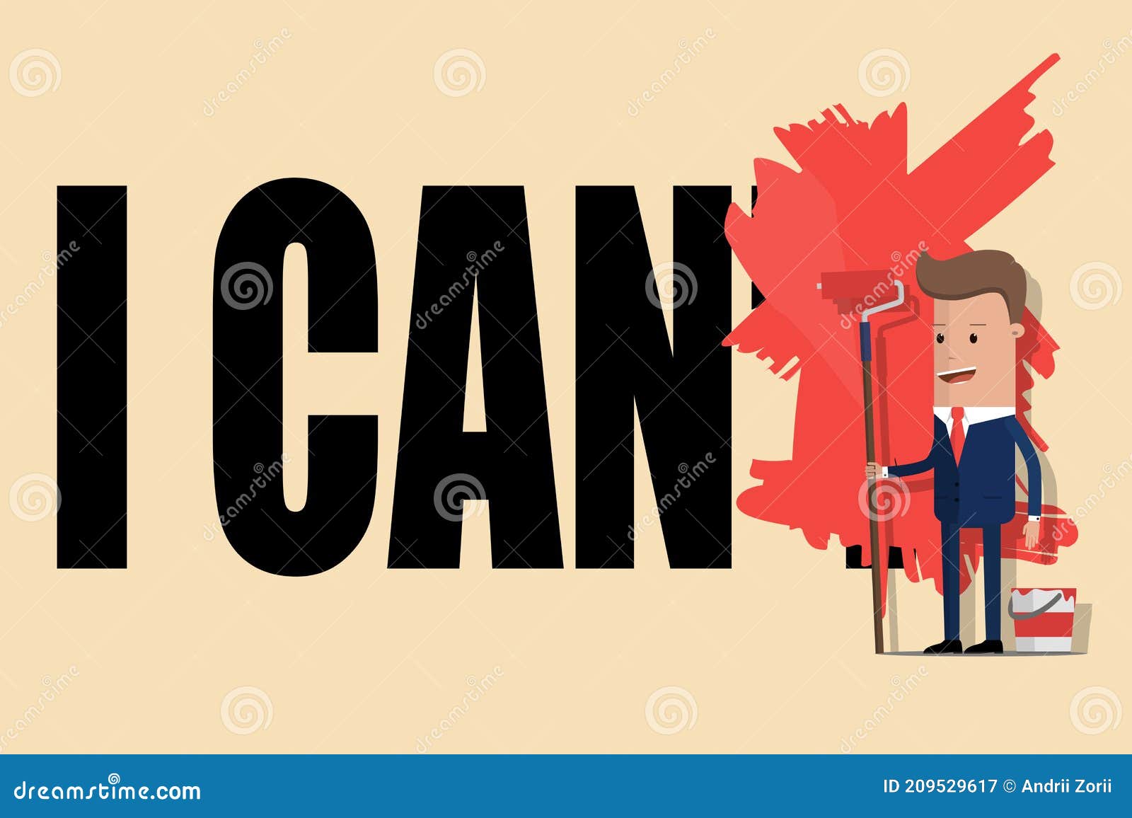 Businessman with the Help of Paint Corrected the Text Stock ...