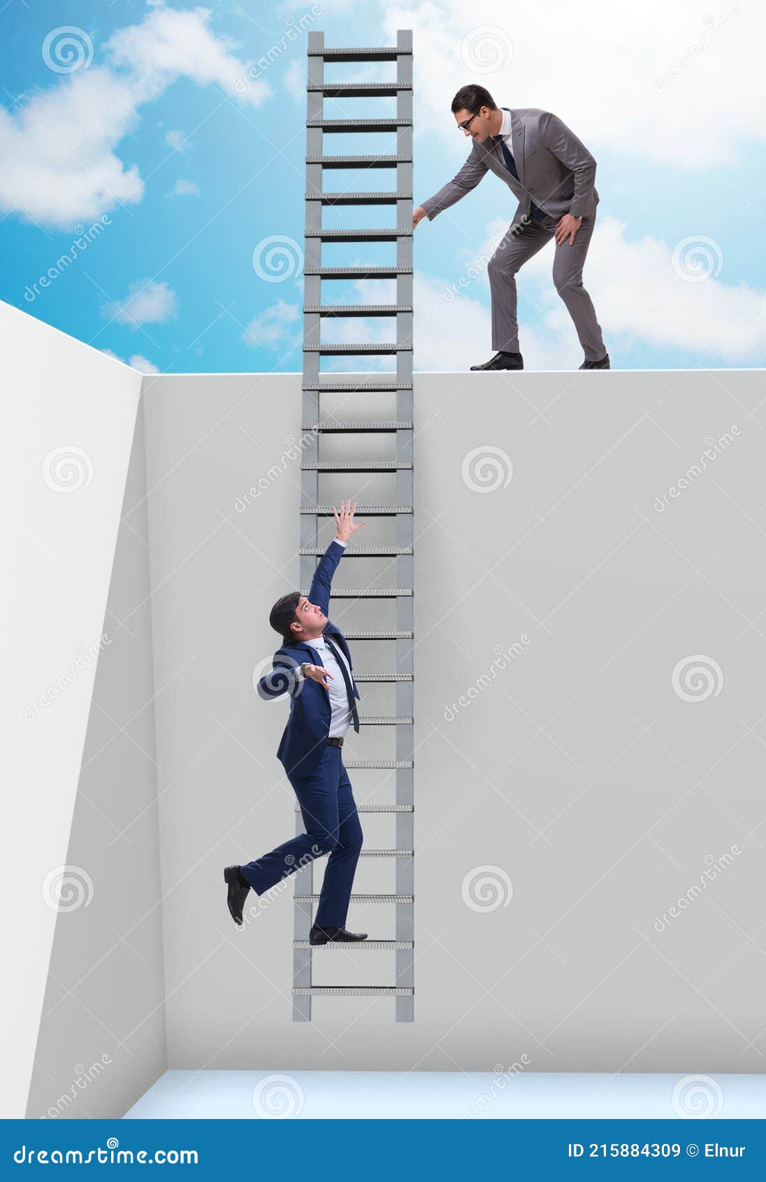 Businessman Helping Colleague To Escape from Problems Stock Image ...