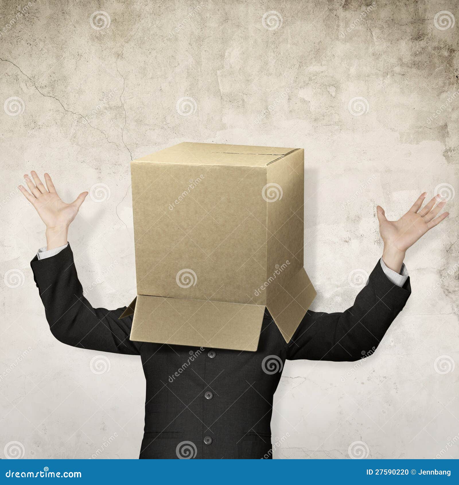 Businessman hide in box stock illustration. Illustration of blind ...