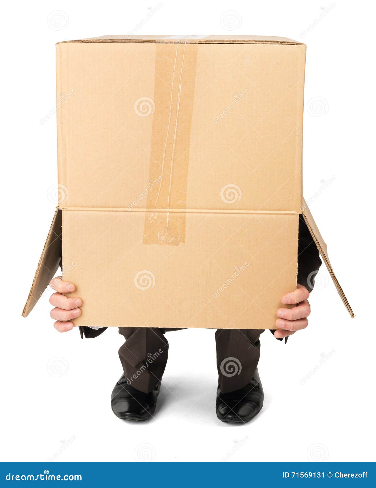 Businessman Hiding Behind Box Stock Image - Image of concept ...