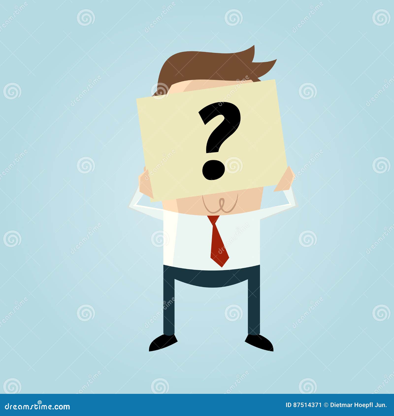 Businessman Hiding His Face Behind a Question Mark Note Stock Vector ...